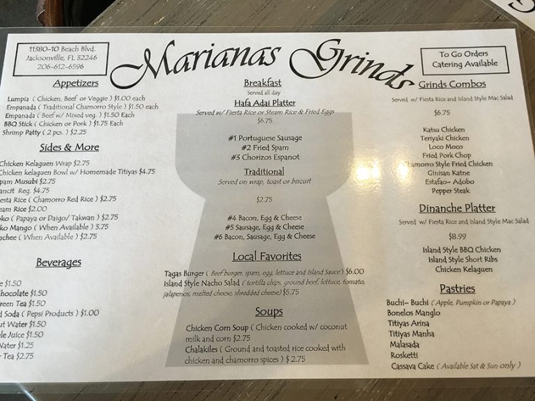 Marianas Grinds - Menu - Jacksonville Restaurant Reviews